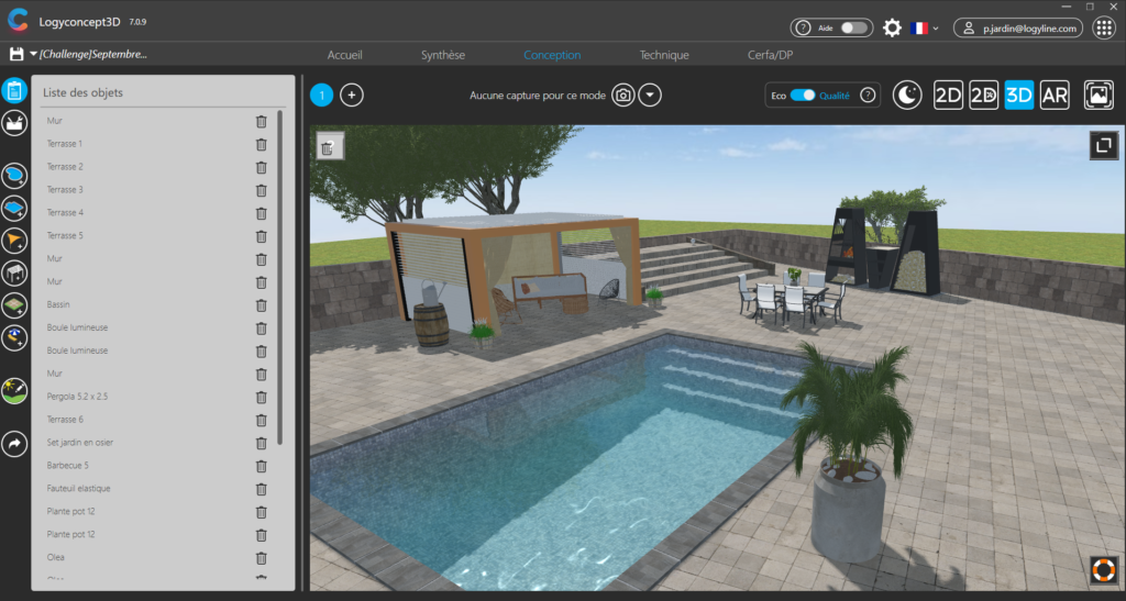 Logyconcept3D pour les piscines - logiciel plan piscine 3D - Logyline